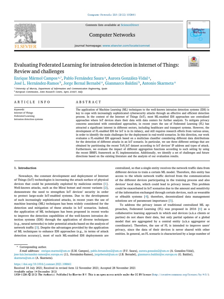 012 Evaluating Federated Learning For Intrusion Detection in Internet ... 012 Evaluating Federated Learning For Intrusion Detection in Internet ...