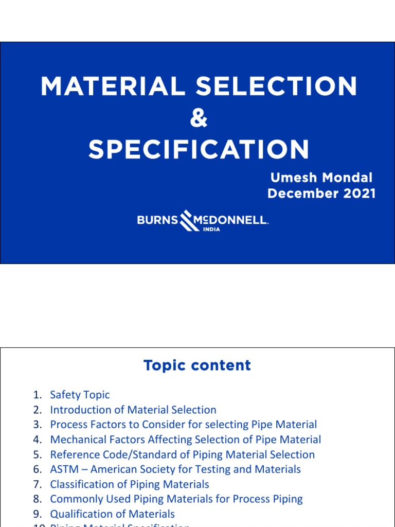 Material Selection and Specification | PDF | Stainless Steel | Steel