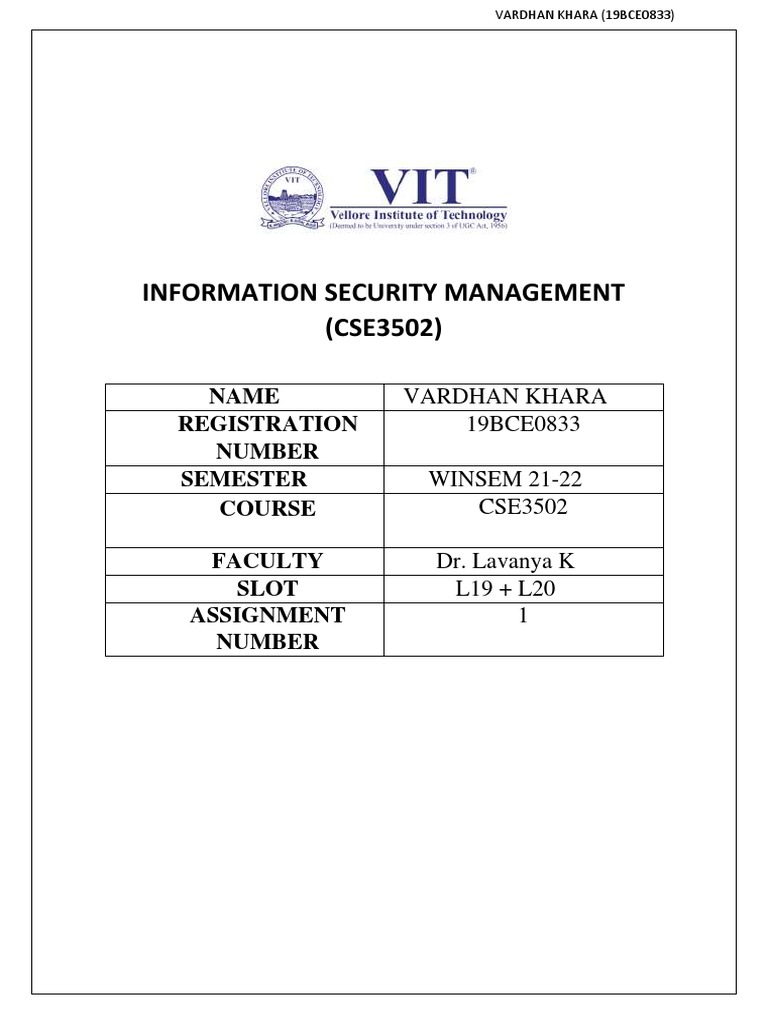 Ism Lab Da1 19bce0833 | PDF | Ip Address | Router (Computing)