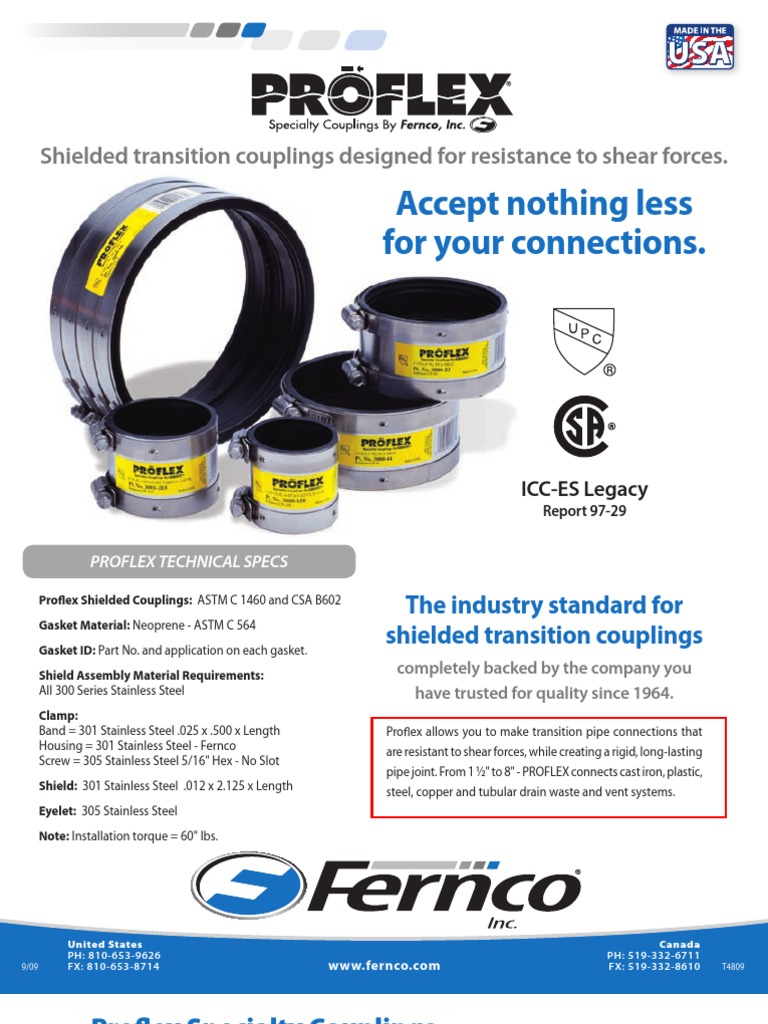 Fernco Proflex Submittal | PDF | Pipe (Fluid Conveyance) | Steel