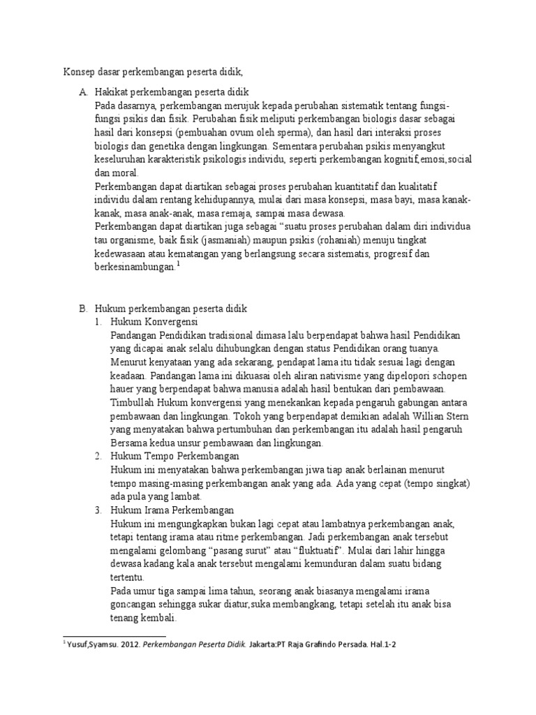 Konsep Dasar Perkembangan Peserta Didik | PDF