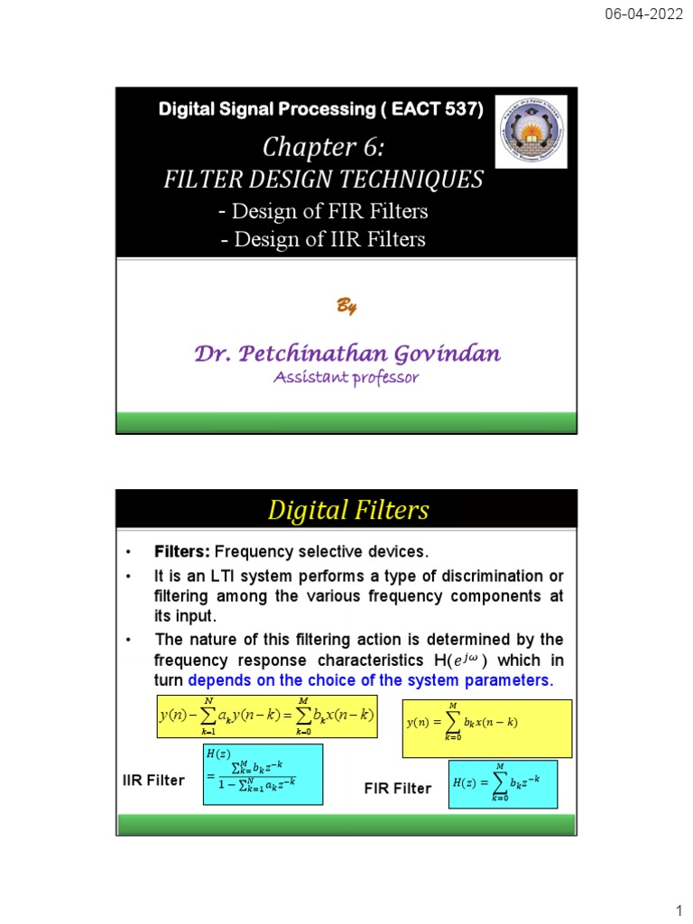 Chapter 6 Part 1 - Handout | PDF | Low Pass Filter | Electrical Engineering
