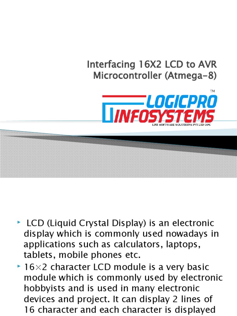 Interfacing 16X2 LCD To AVR Microcontroller (Atmega-8) | PDF | Liquid Crystal Display | Backlight
