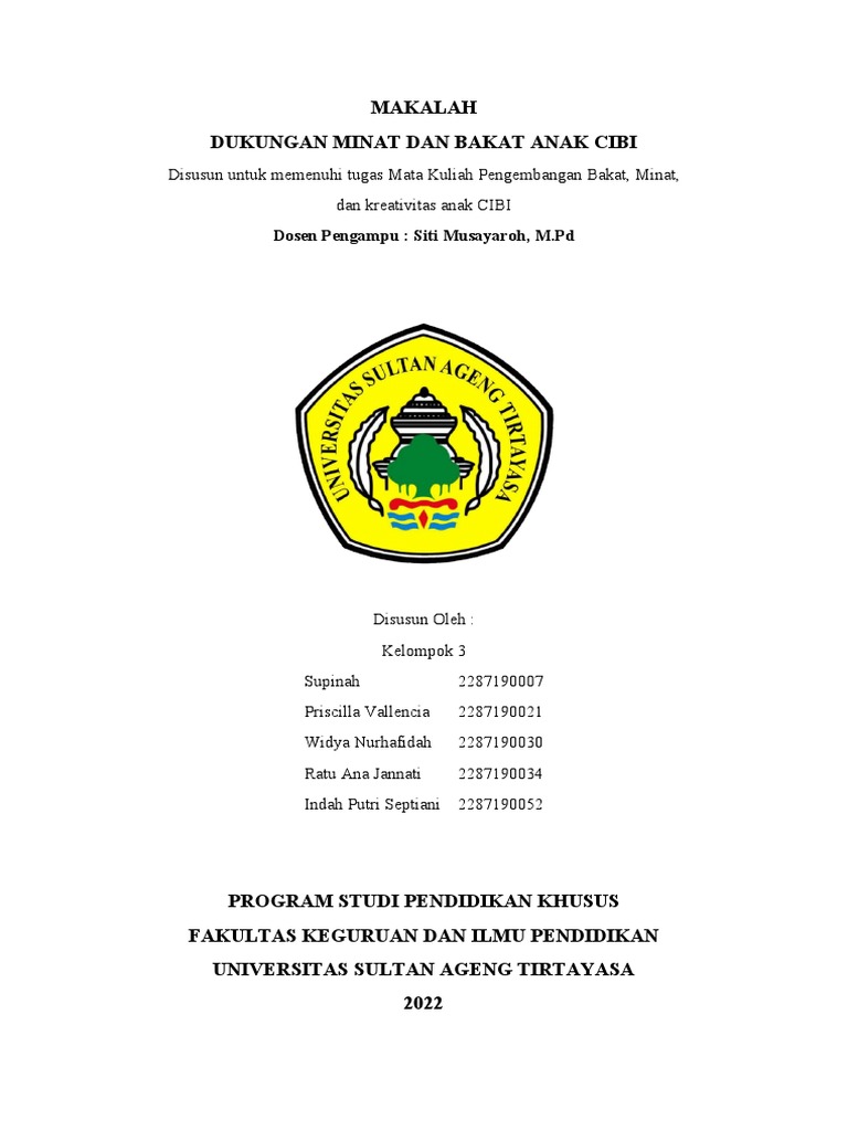 Kelompok 3 - Makalah Dukungan Minat Bakat Anak Cibi | PDF