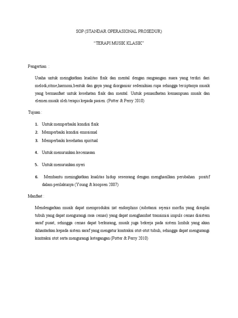 Sop Terapi Musik | PDF
