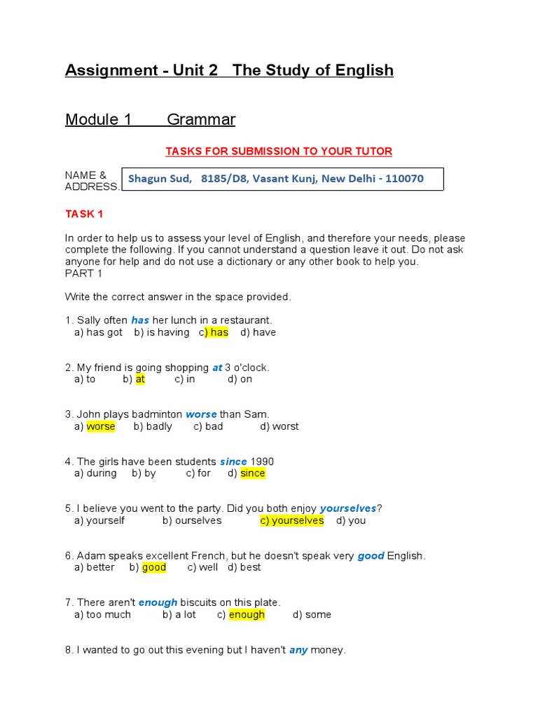 Intesol Unit 2 Module 1 | PDF