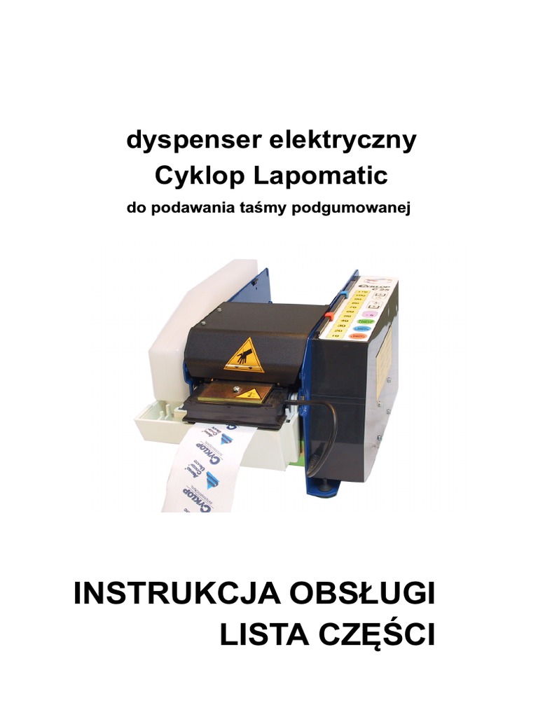 Instrukcja Obsługi Lista Części: Dyspenser Elektryczny Cyklop Lapomatic ...