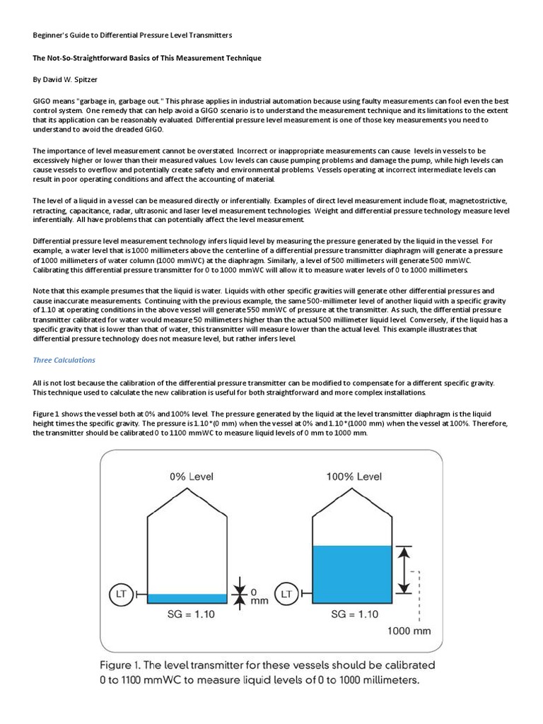 Beginner's Guide To Differential Pressure Level Transmitters | PDF ...