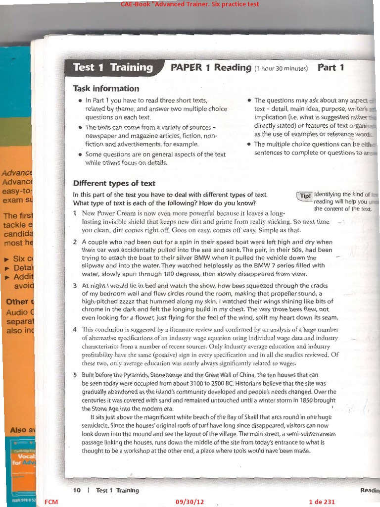 CAE-Book. Advanced Trainer. Six Practice Test | PDF | Advertising | Foods