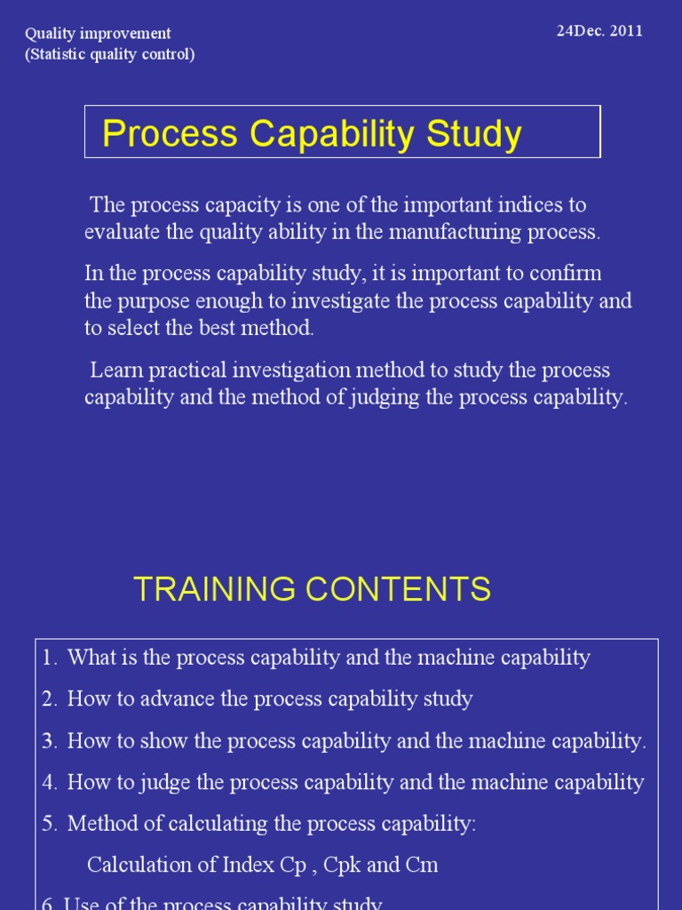 Process capability study | PDF | Standard Deviation | Engineering Tolerance