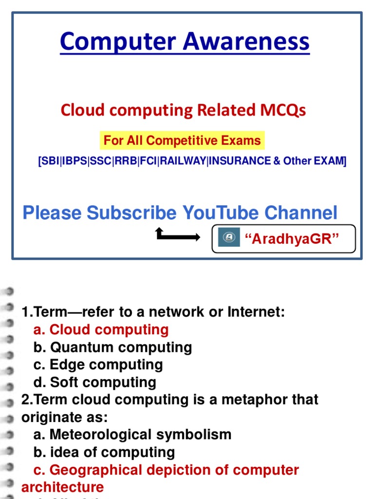 MCQ On Cloud Computing | PDF | Cloud Computing | Platform As A Service