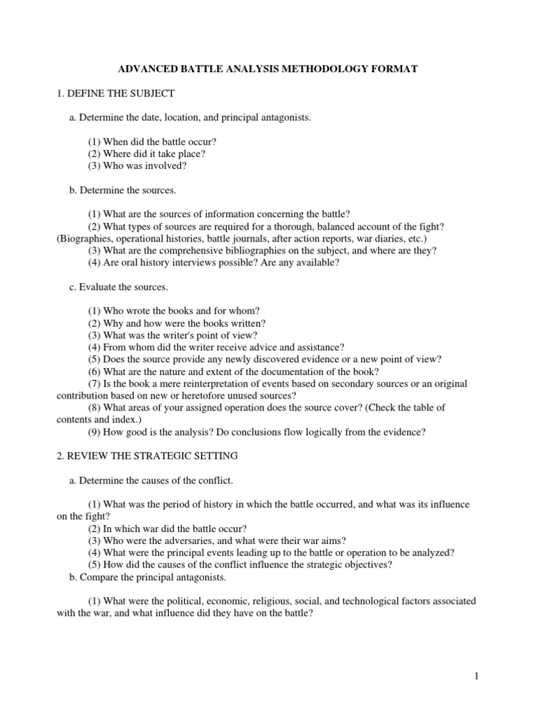 Advanced Battle Analysis Methodology Format | Battles | Military Tactics