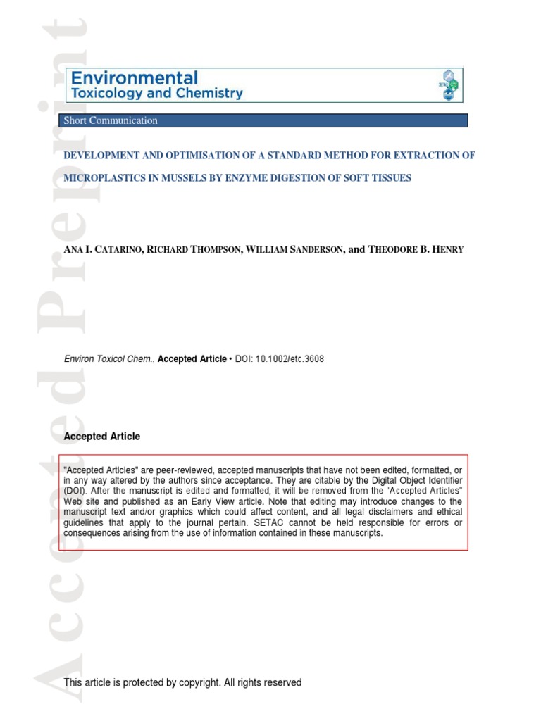 Development And Optimisation Of A Standard Method For Extraction Of