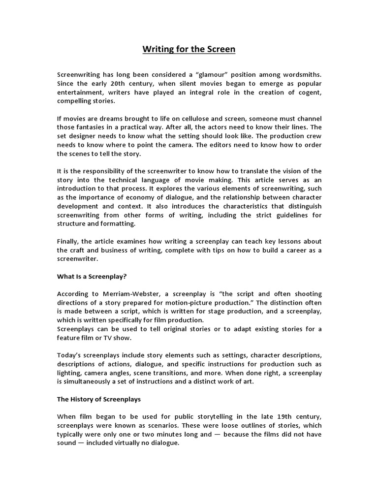 Essentials of Screenwriting Techniques | PDF | Screenplay | Screenwriting