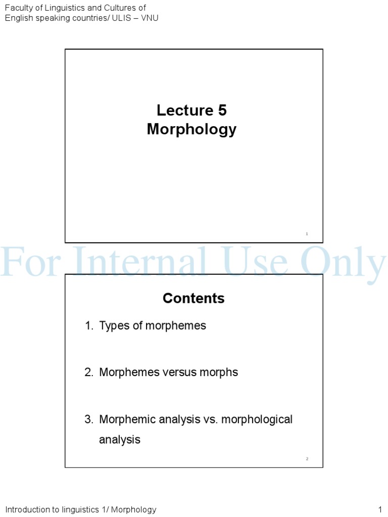 Lecture 5 - Morphology 1 - Word Structure 2021 | PDF