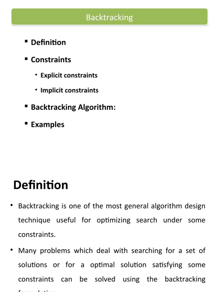 Backtracking: Definition Constraints | PDF | Mathematical Optimization ...