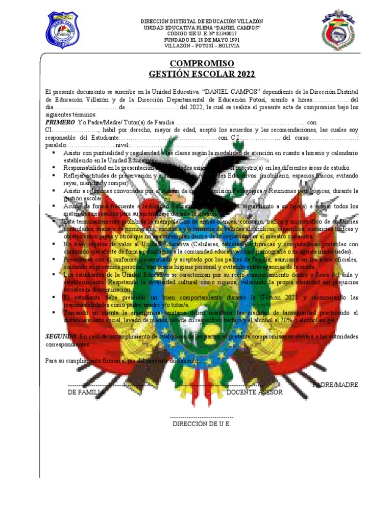 Acta de Compromiso Institucional | PDF