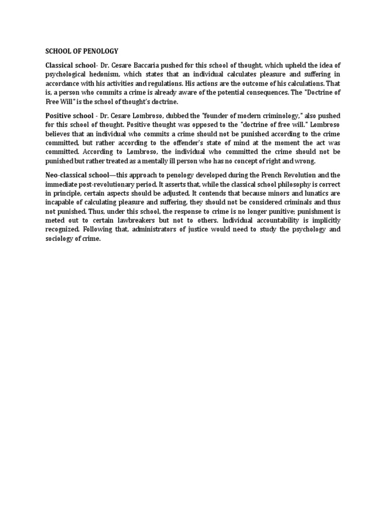 Overview of Penology Schools | PDF