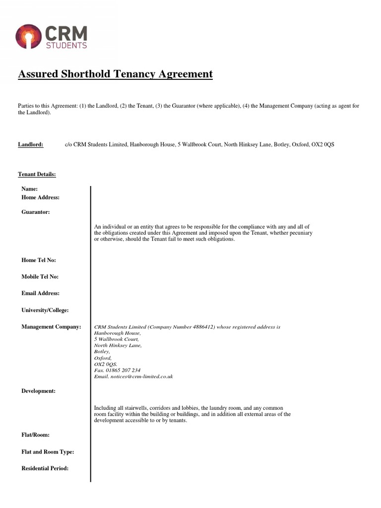Assured Shorthold Tenancy Agreement | Download Free PDF | Leasehold Estate | Landlord