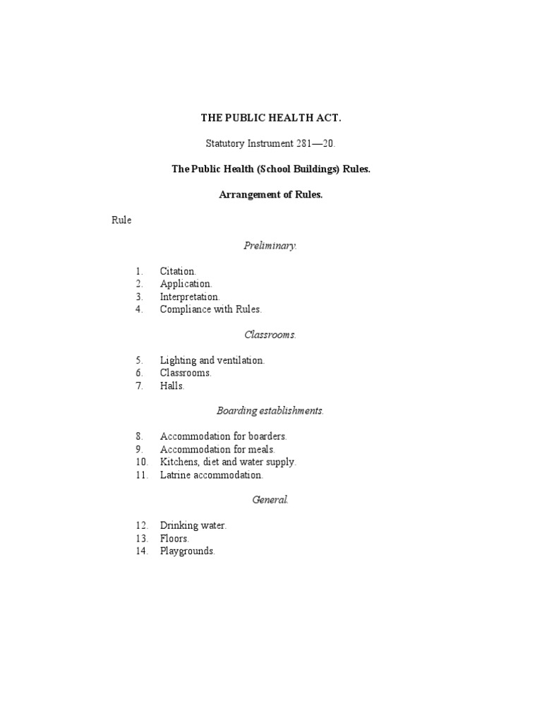 Public Health (School Buildings) Rules | PDF | Dormitory | Boarding School