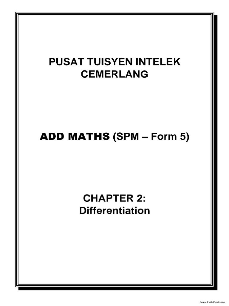 Add Maths SPM CHP 2 Differentiation | PDF