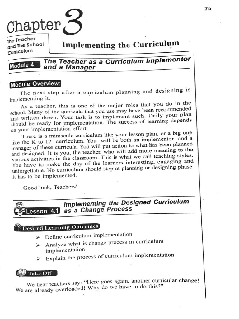 Lesson 4.1 Implementing The Designed Curriculum | PDF