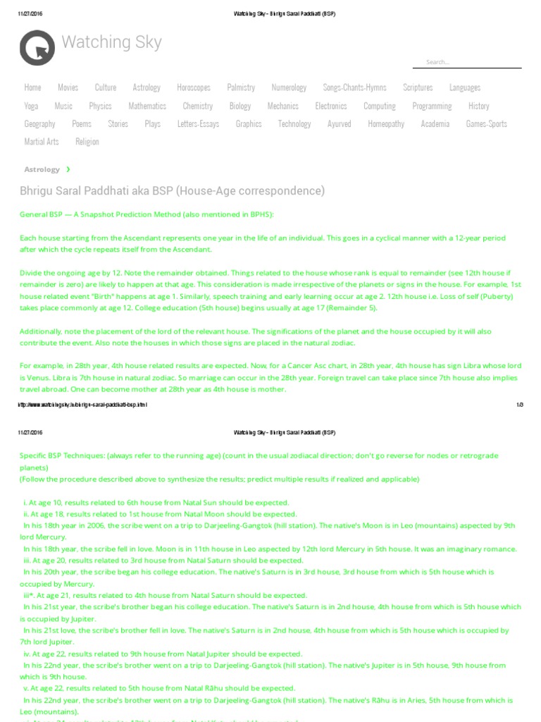 Bhrigu Saral Paddhati (BSP) RULES | PDF | Horoscope | Divination