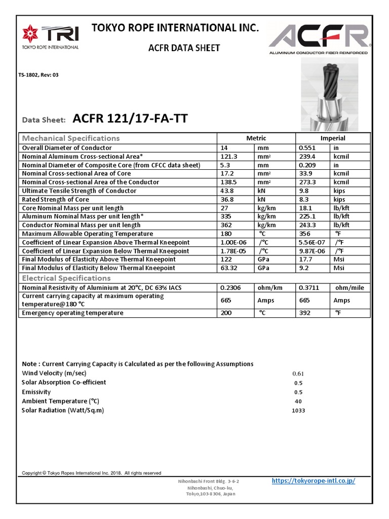 ACFR Conductor Spec | PDF | Electrical Resistivity And Conductivity ...