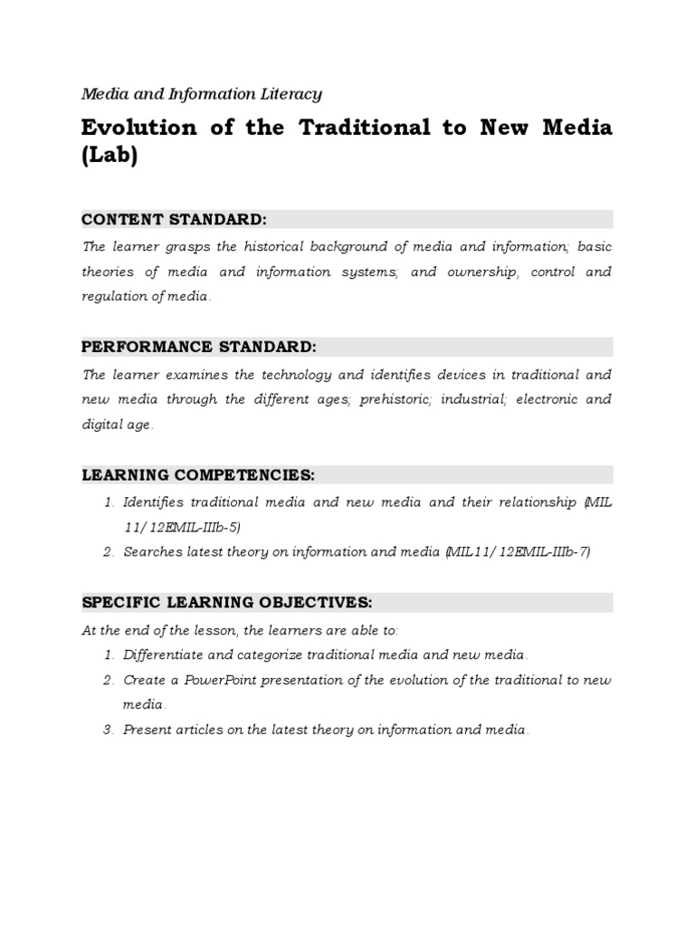 Media and Information Literacy EVOLUTION LAB | PDF
