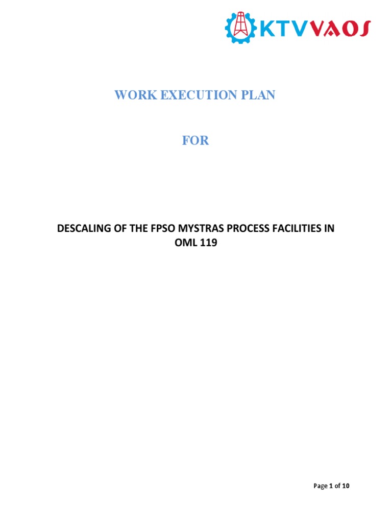 Work Execution Plan - NPDC - Fpso - Descaling | PDF | Occupational Safety And Health | Pipe ...