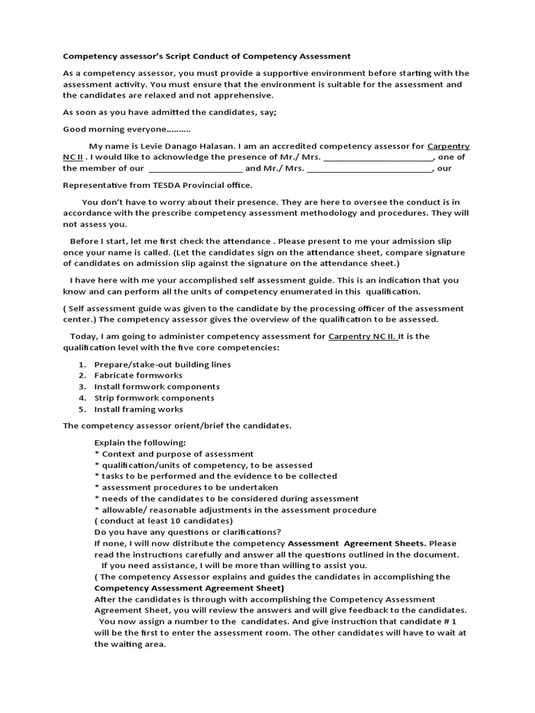 Competency Assessor Script | PDF | Career & Growth | Business