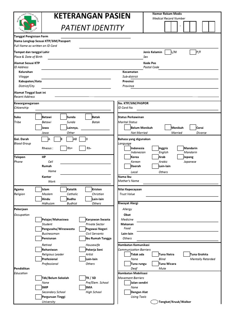 FORM IDENTITAS PASIEN Revisi 03 | PDF