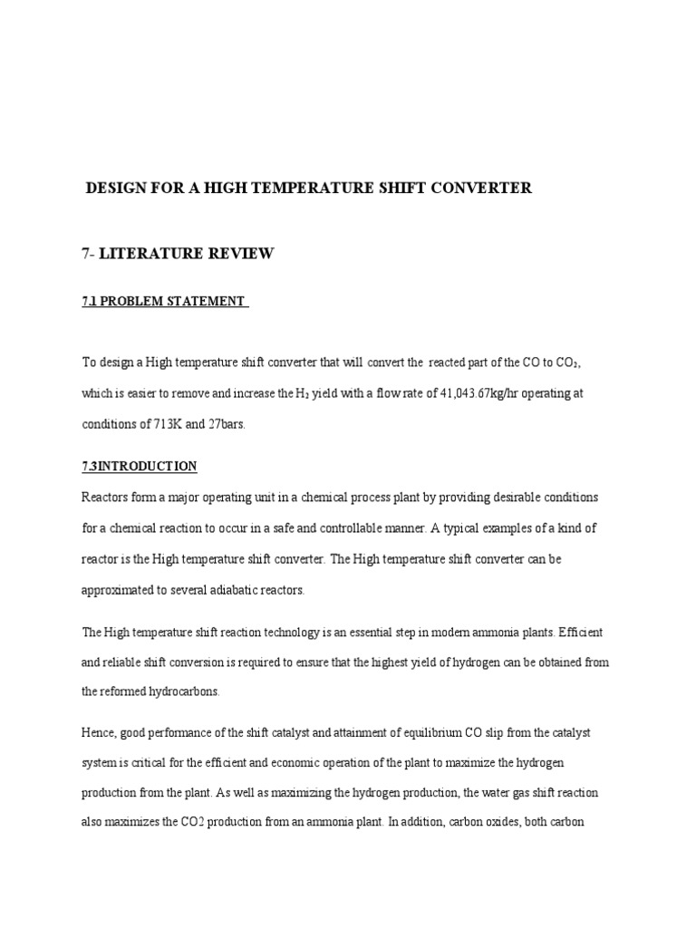 High Temperature Shift Converter Design | PDF | Chemical Reactor ...