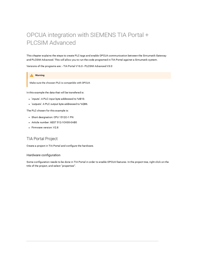 OPCUA Setup for TIA Portal & PLCSIM | PDF | Ip Address | Programmable ...