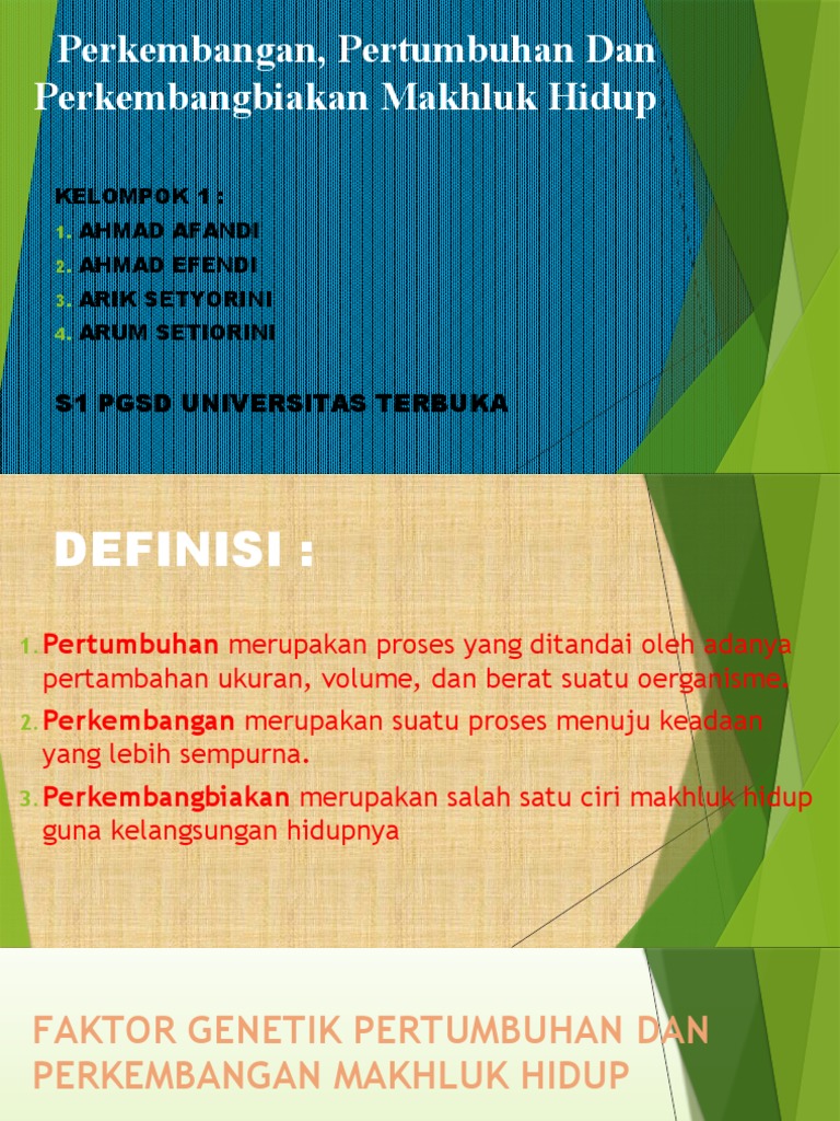 Perkembangan, Pertumbuhan Dan Perkembangbiakan Makhluk Hidup PGSD UT | PDF | Sains & Matematika