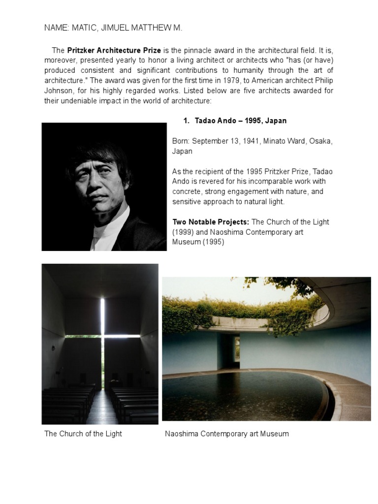Pritzker Prize Winners | PDF | Design | Aesthetics