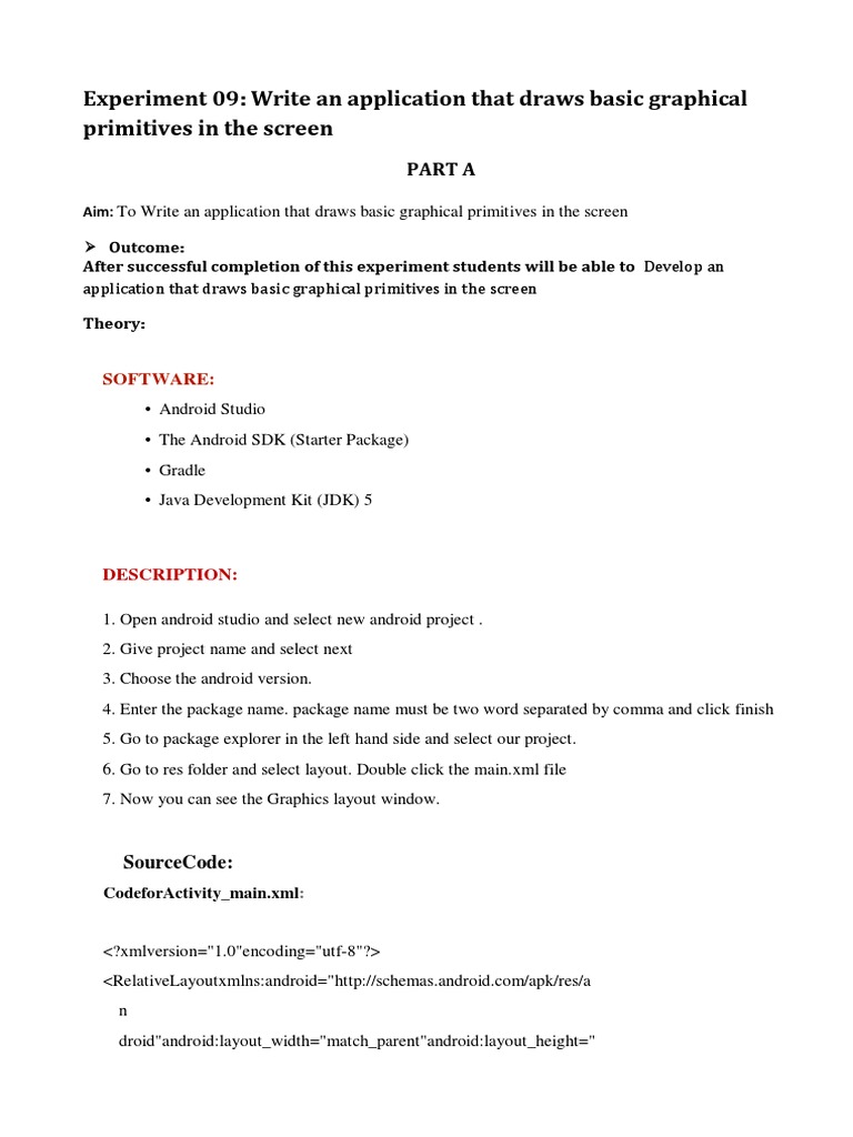 Experiment 09: Write An Application That Draws Basic Graphical ...