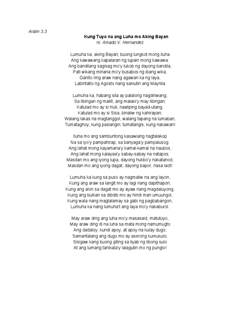 Kung Tuyo Na Ang Luha Mo Aking Bayan | PDF