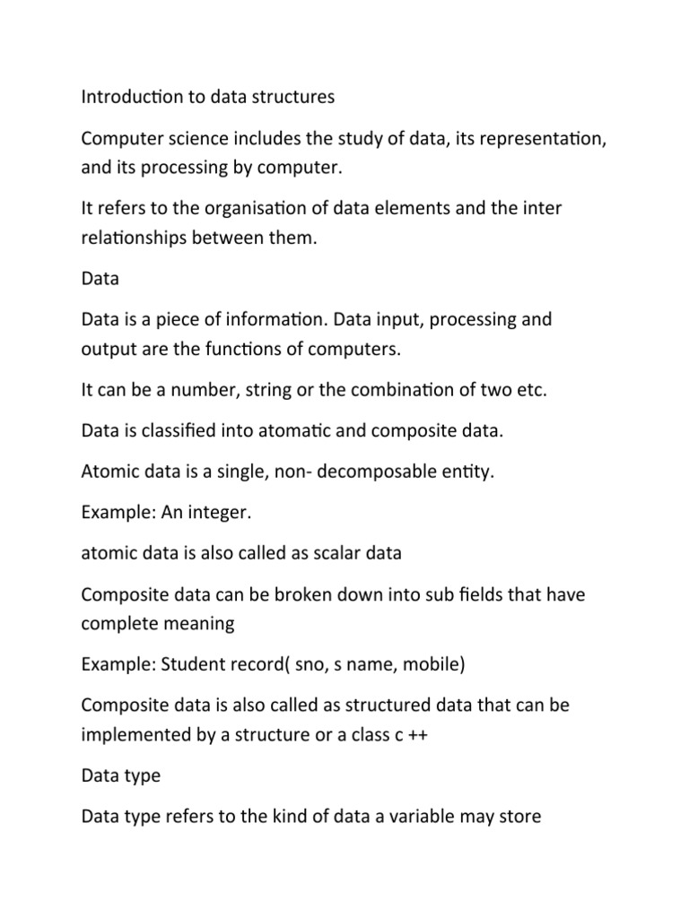 Ds Notes 1 | PDF | Data Type | Abstraction (Computer Science)