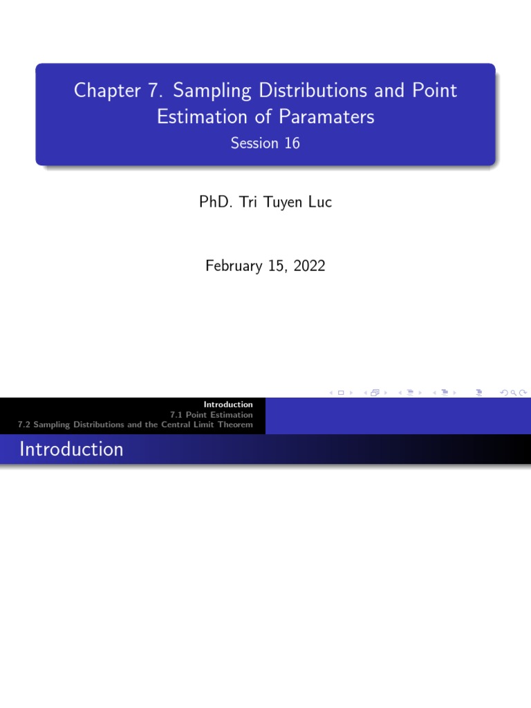 Chapter 7. Sampling Distributions and Point Estimation of Paramaters | PDF | Statistics | Estimator