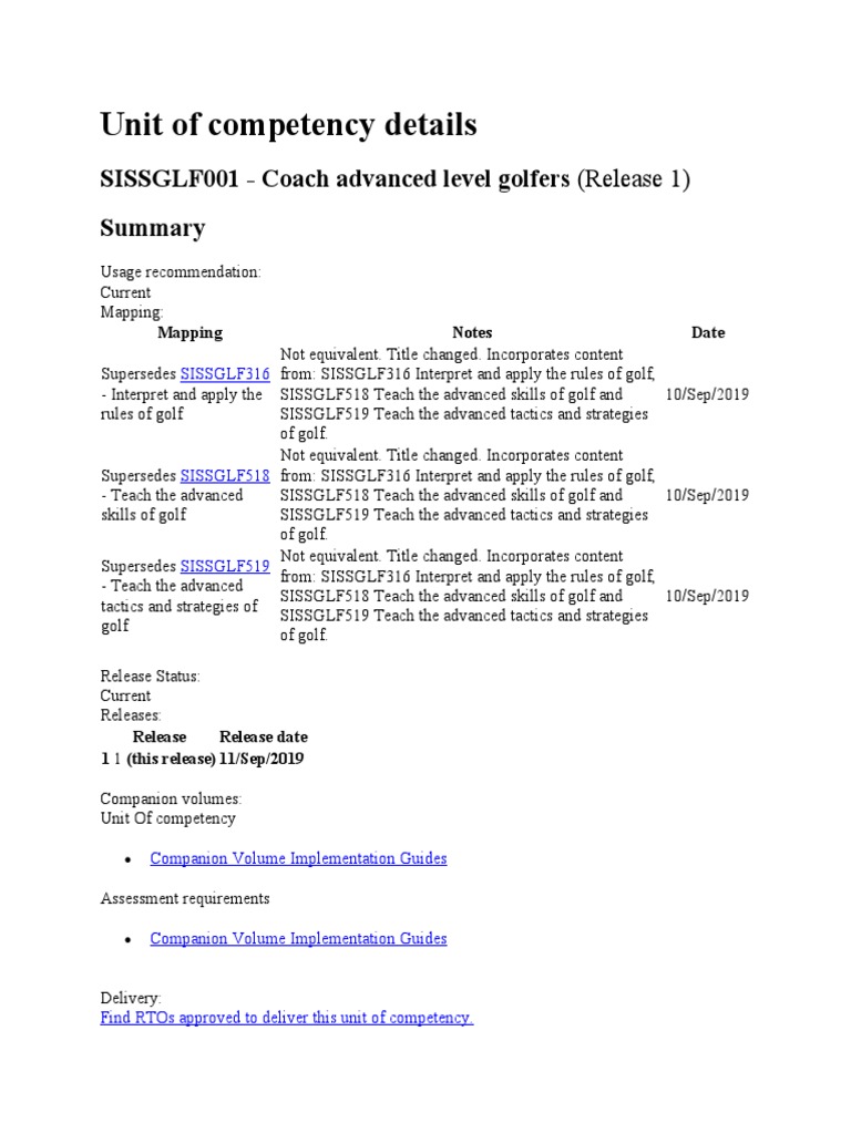 Unit of Competency Details | PDF