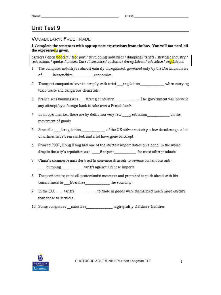 Unit Test 9-Vocab | PDF | Business | Finance & Money Management