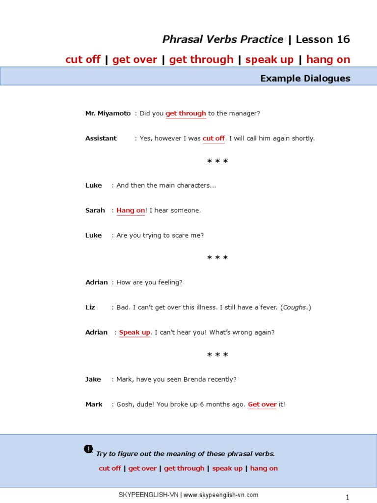 Phrasal Verbs Practice Lesson 16 | PDF | Career & Growth | Language ...