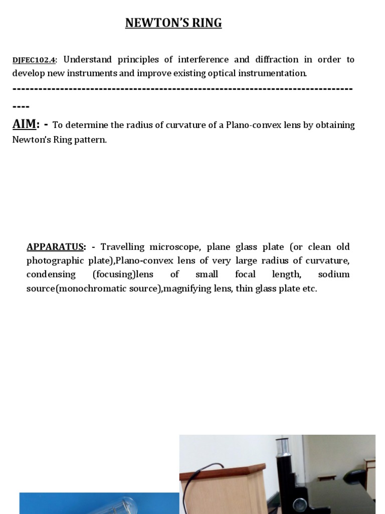 Newton's Ring Experiment Procedure | PDF | Electrodynamics ...
