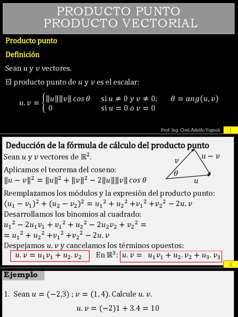 Teórico 2 - Producto Punto - Producto Vectorial - Producto Mixto | PDF ...