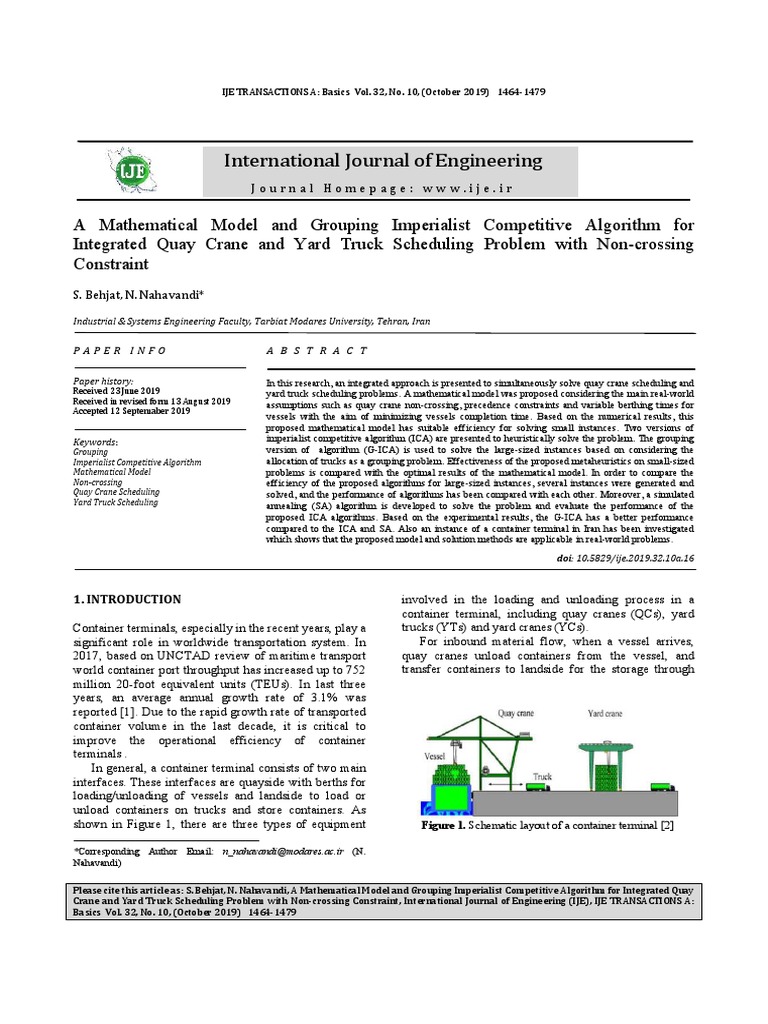 IJE - Volume 32 - Issue 10 - Pages 1464-1479 | PDF | Metaheuristic | Mathematical Optimization