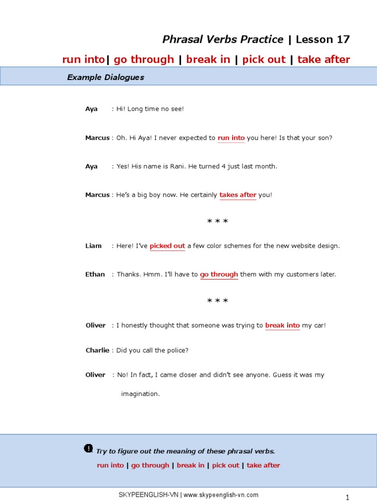 Phrasal Verbs Practice Lesson 17 | PDF
