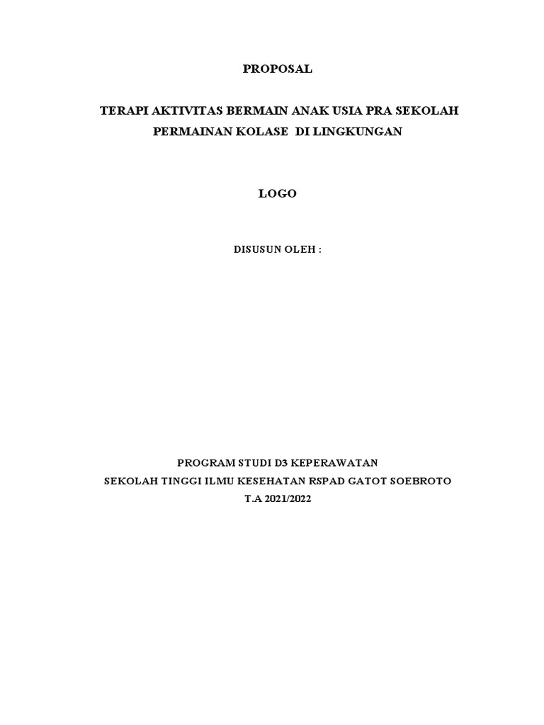 Contoh Proposal Terapi Aktivitas Bermain | PDF