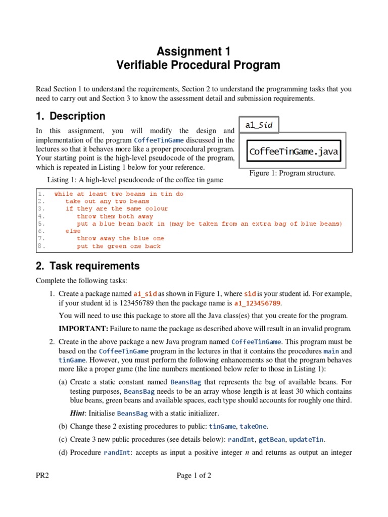 Assignment 1 Verifiable Procedural Program: 1. Description | PDF | Subroutine | Array Data Structure