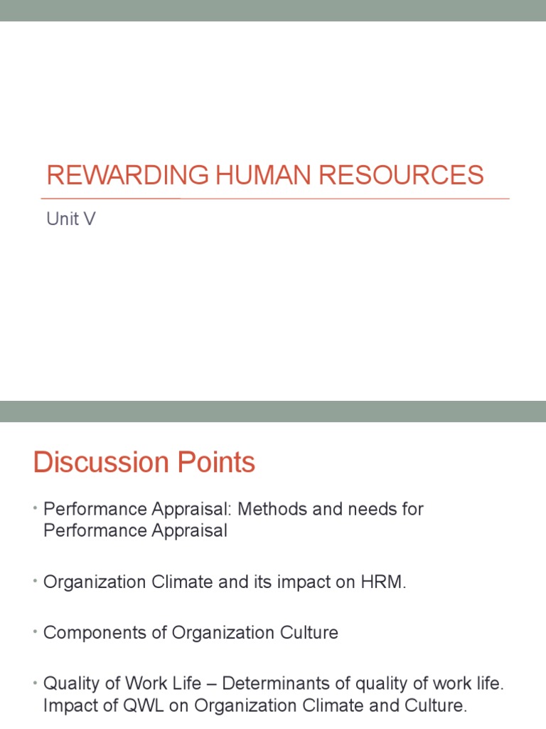 Rewarding Human Resources: Unit V | PDF | Performance Appraisal ...